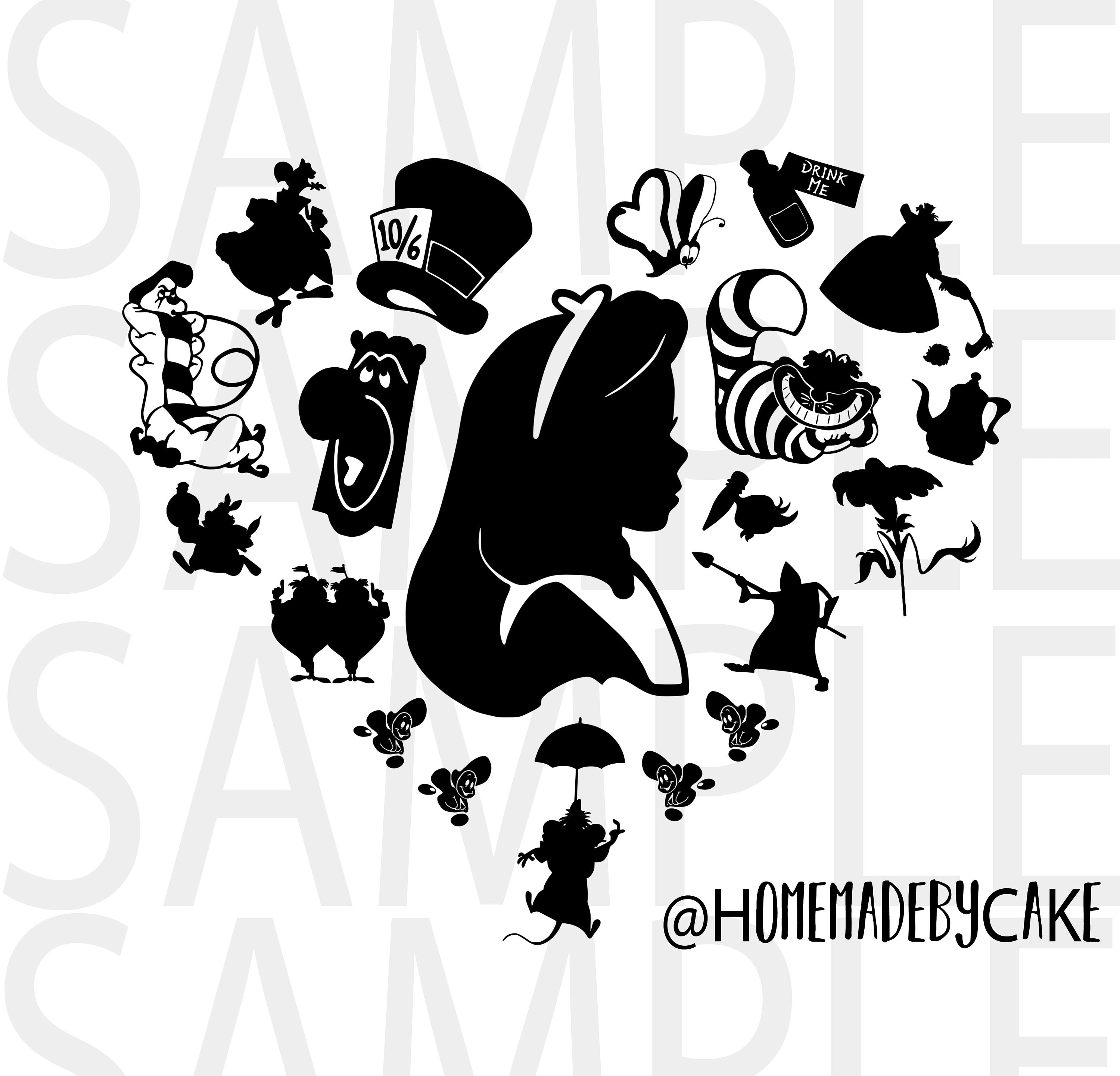 Alice In Wonderland Invitations Silhouettes Alice Falling Silhouette: