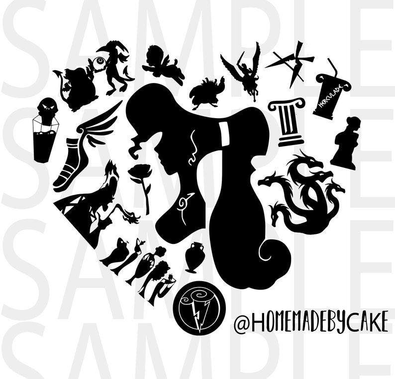 Hercules Megara Clipart Silhouette Heart Design Artwork Instant Digital ...