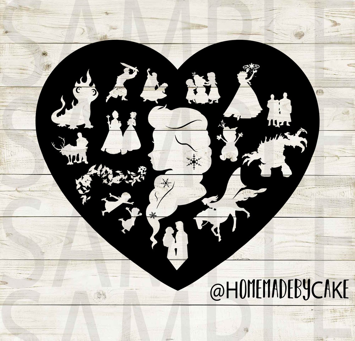 Frozen Elsa Clipart Silhouette Cutout Heart Shape Design - Etsy