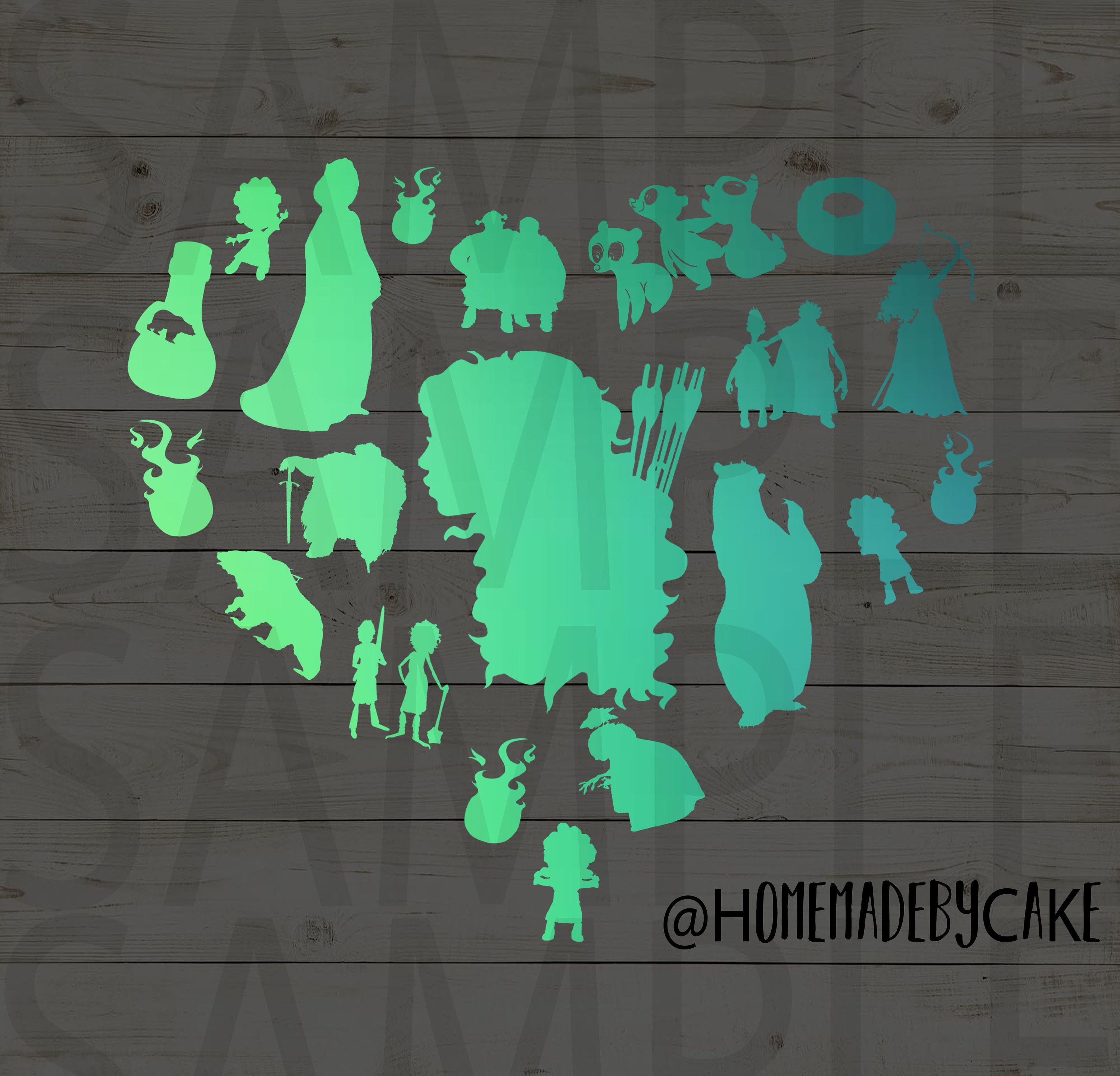 Brave Merida Clipart Multicolor Heart Silhouette Logo Design Artwork ...