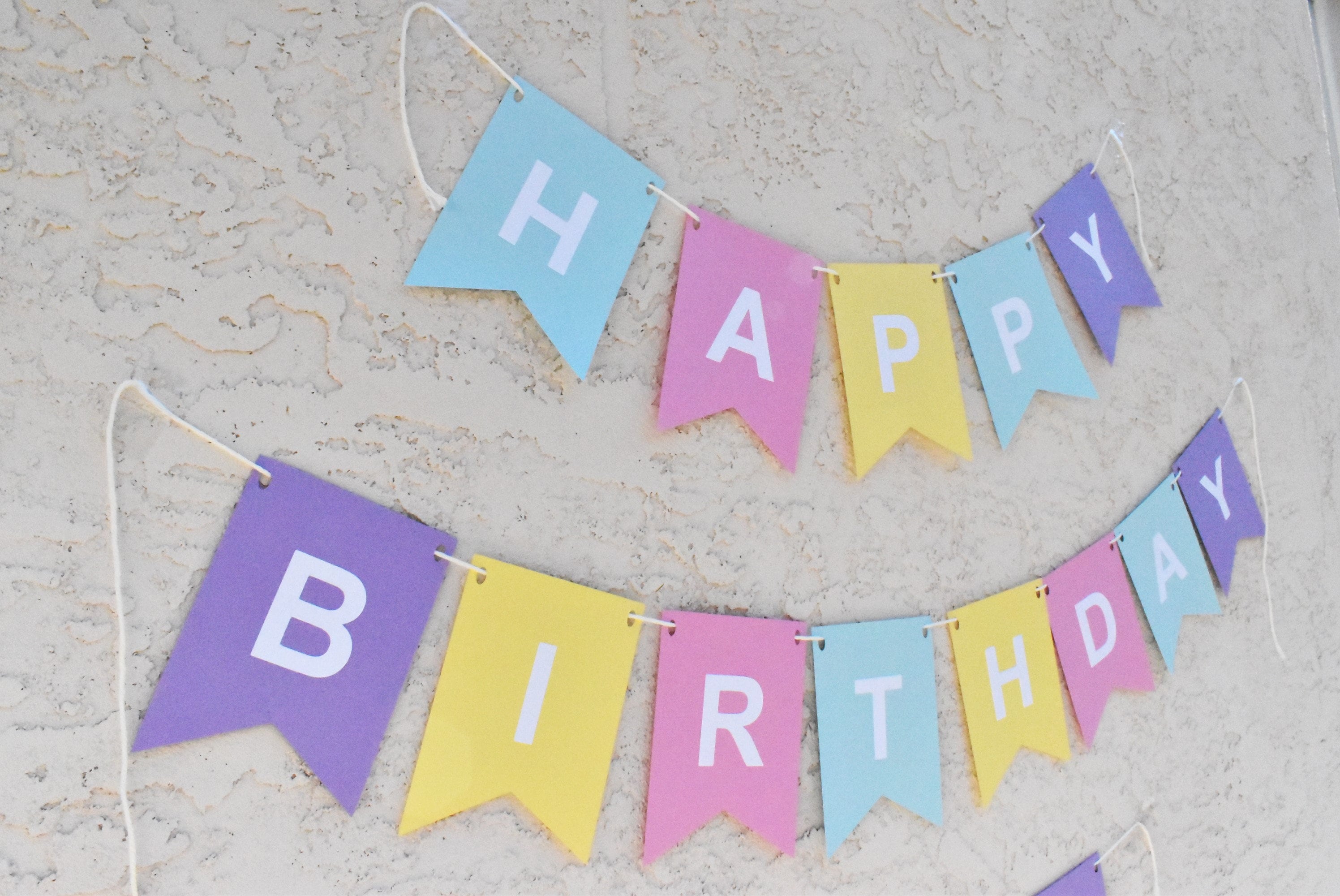 Pastel Birthday Banner Decorations for Kids | Colorful Birthday ...