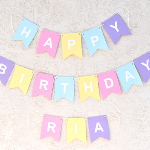 Pastel Birthday Banner Decorations for Kids | Colorful Birthday ...