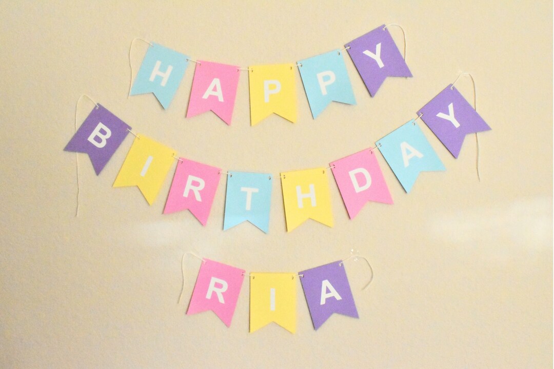 Pastel Birthday Banner Decorations for Kids | Colorful Birthday ...