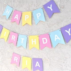 Pastel Birthday Banner Decorations for Kids | Colorful Birthday ...