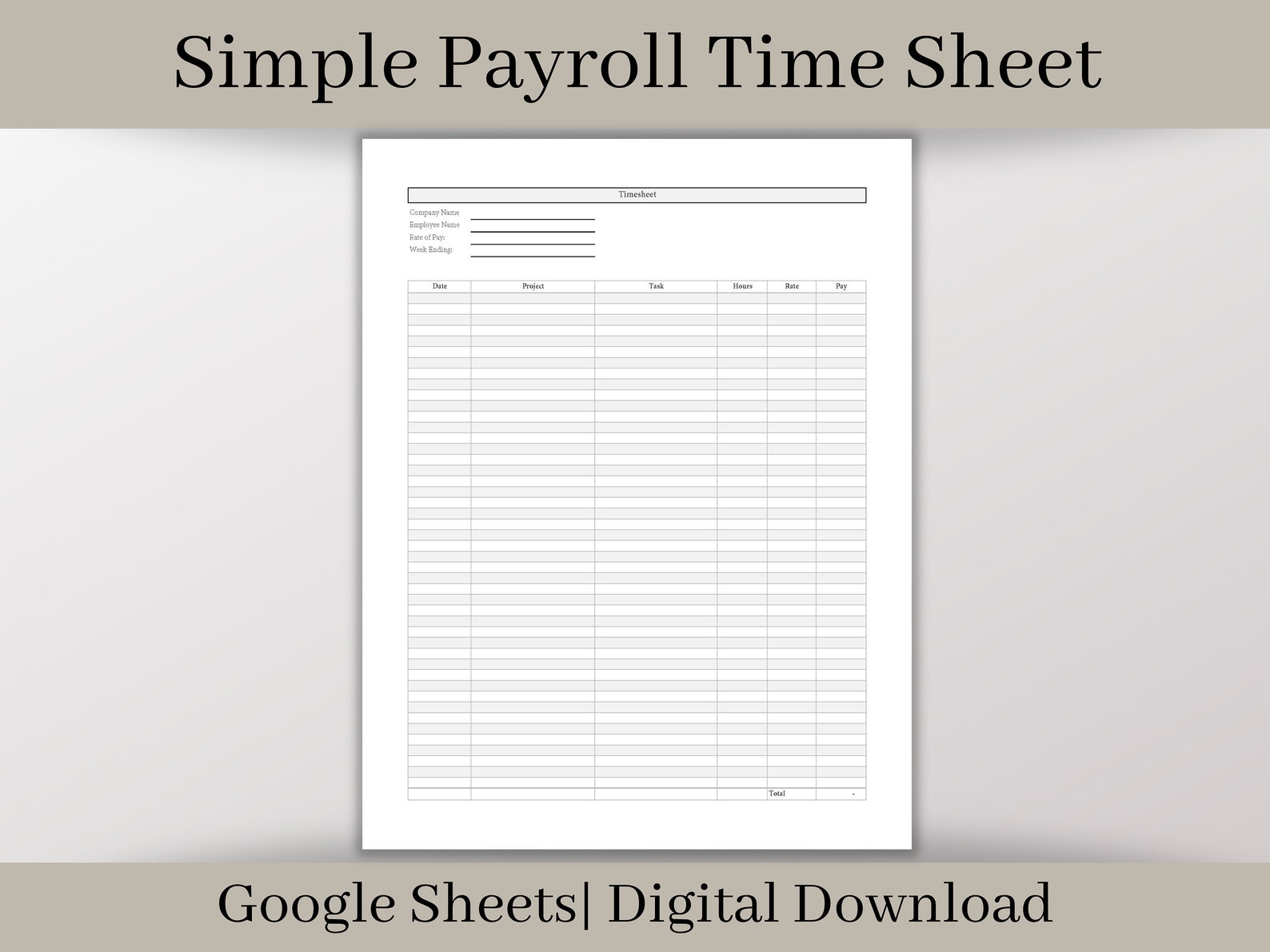 Payroll Time Sheet, Easy to Use Employee Time Card Report, Google ...