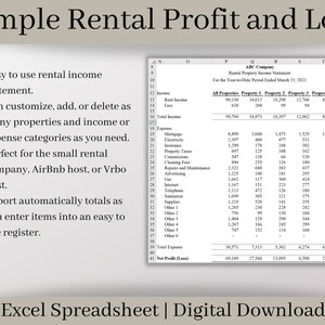 Rental Income Statement Spreadsheet and Bank Reconciliation Tool, Excel ...