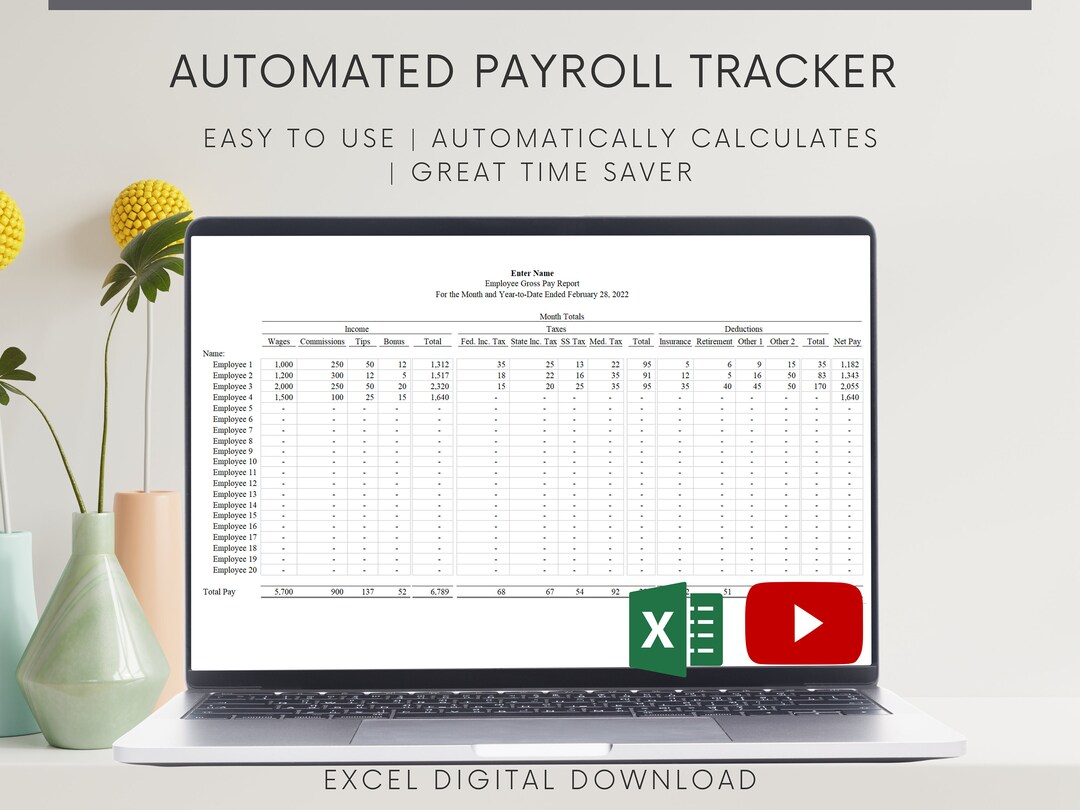 Automated Payroll Report: Employee Excel Template (digital Download) - Etsy