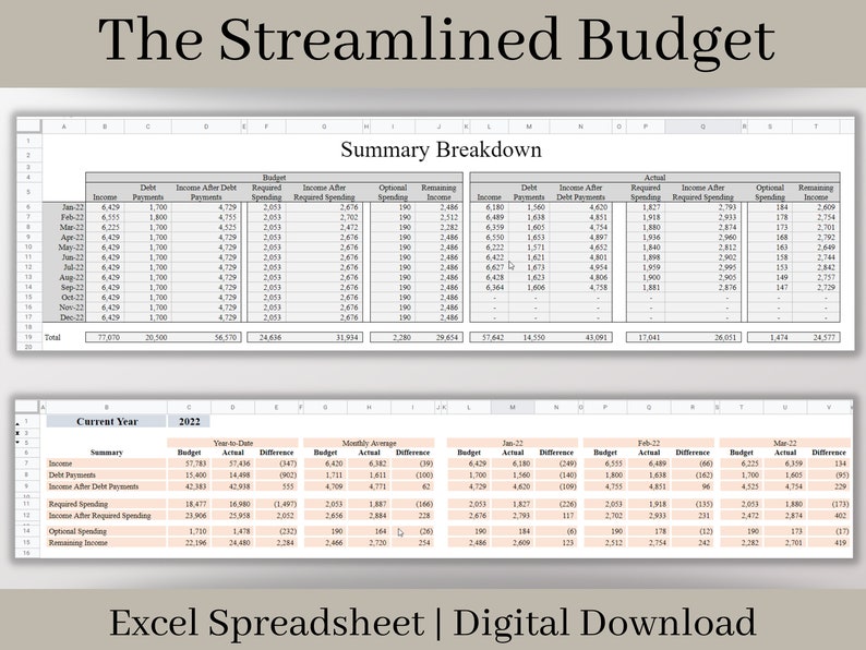 Monthly Digital Budget Planner Spreadsheet Excel Template - Etsy