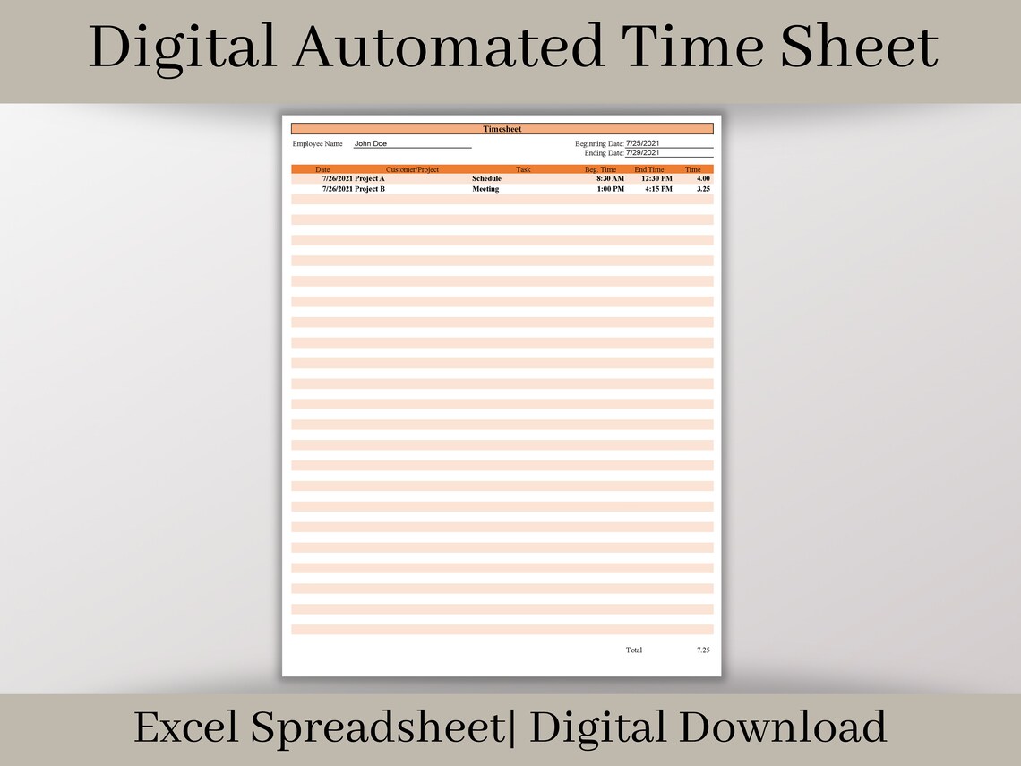 Employee Time Sheet Automated Excel File and PDF Printouts 5 Colors ...