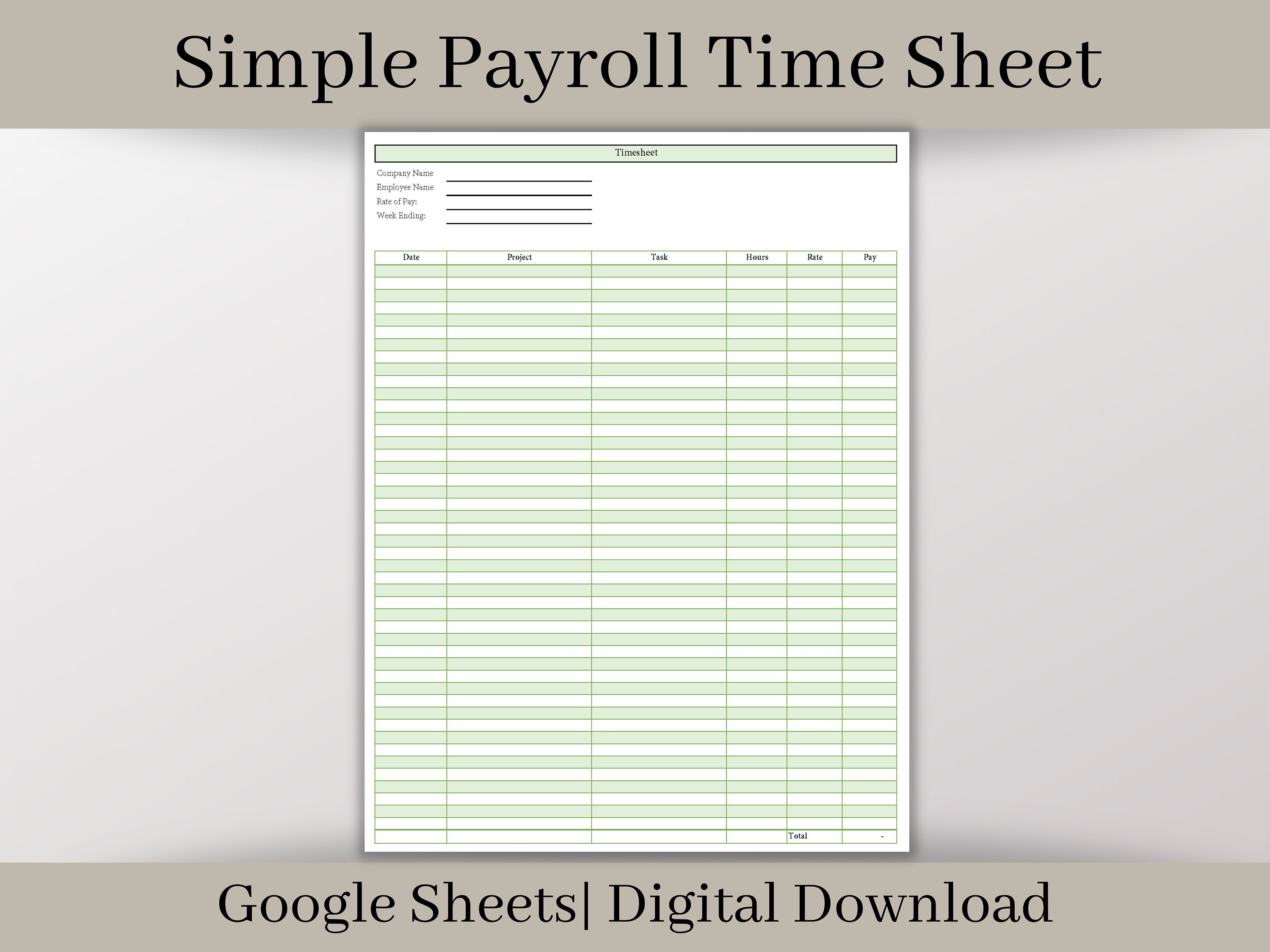 Payroll Time Sheet, Easy to Use Employee Time Card Report, Google ...