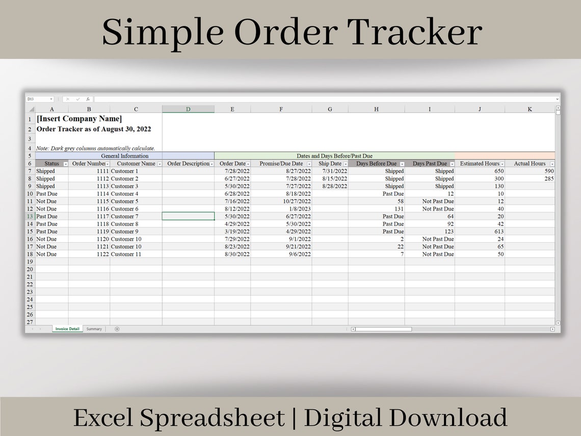 Small Business Order Tracker Spreadsheet, Excel Template, Easily Track ...