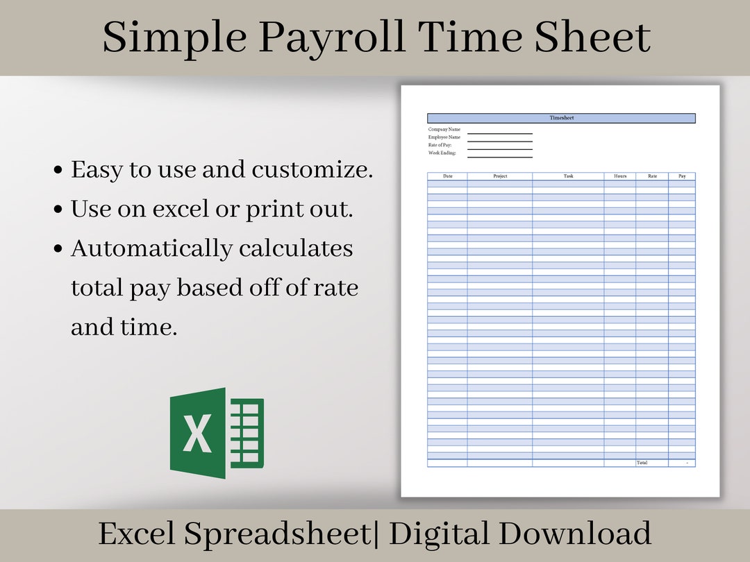 Simple Time Sheet, Easy to Use Employee Time Card Report, Excel ...