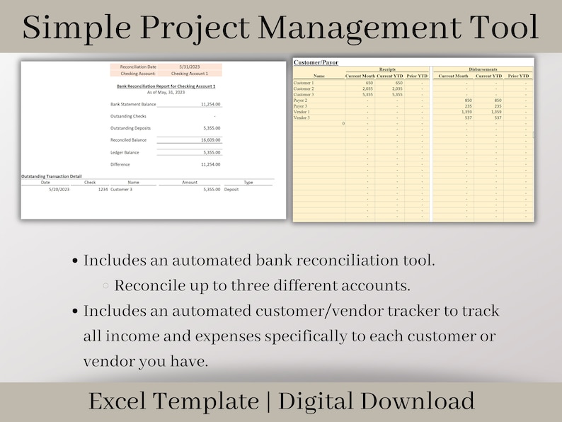 Profit and Loss Project Management Template: Automated Excel (digital ...