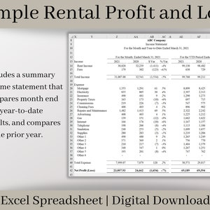 Rental Income Statement Spreadsheet and Bank Reconciliation Tool, Excel ...