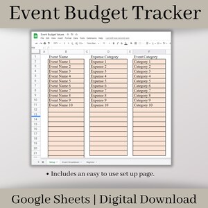 Event Expense Tracker Spreadsheet, Google Sheets Template, Track Budget ...