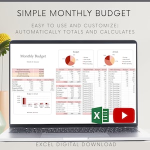 Monthly Budget Spreadsheet, Excel Automated Budget Planner Template ...