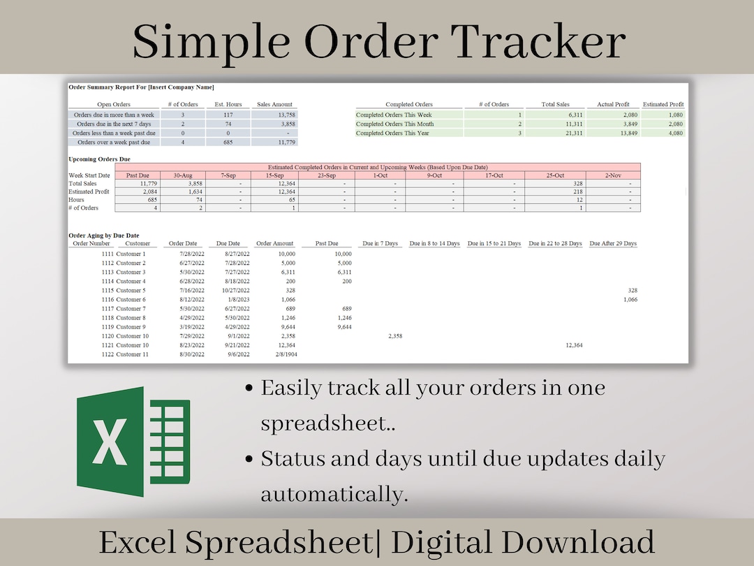 Small Business Order Tracker Spreadsheet, Excel Template, Easily Track ... Small Business Order Tracker Spreadsheet, Excel Template, Easily Track ...