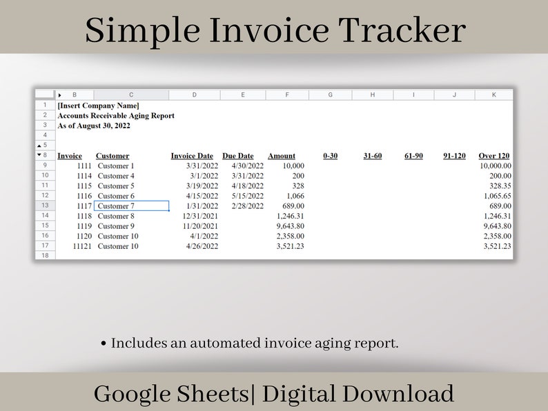Invoice Tracker Spreadsheet: Small Business Google Sheets Template ...