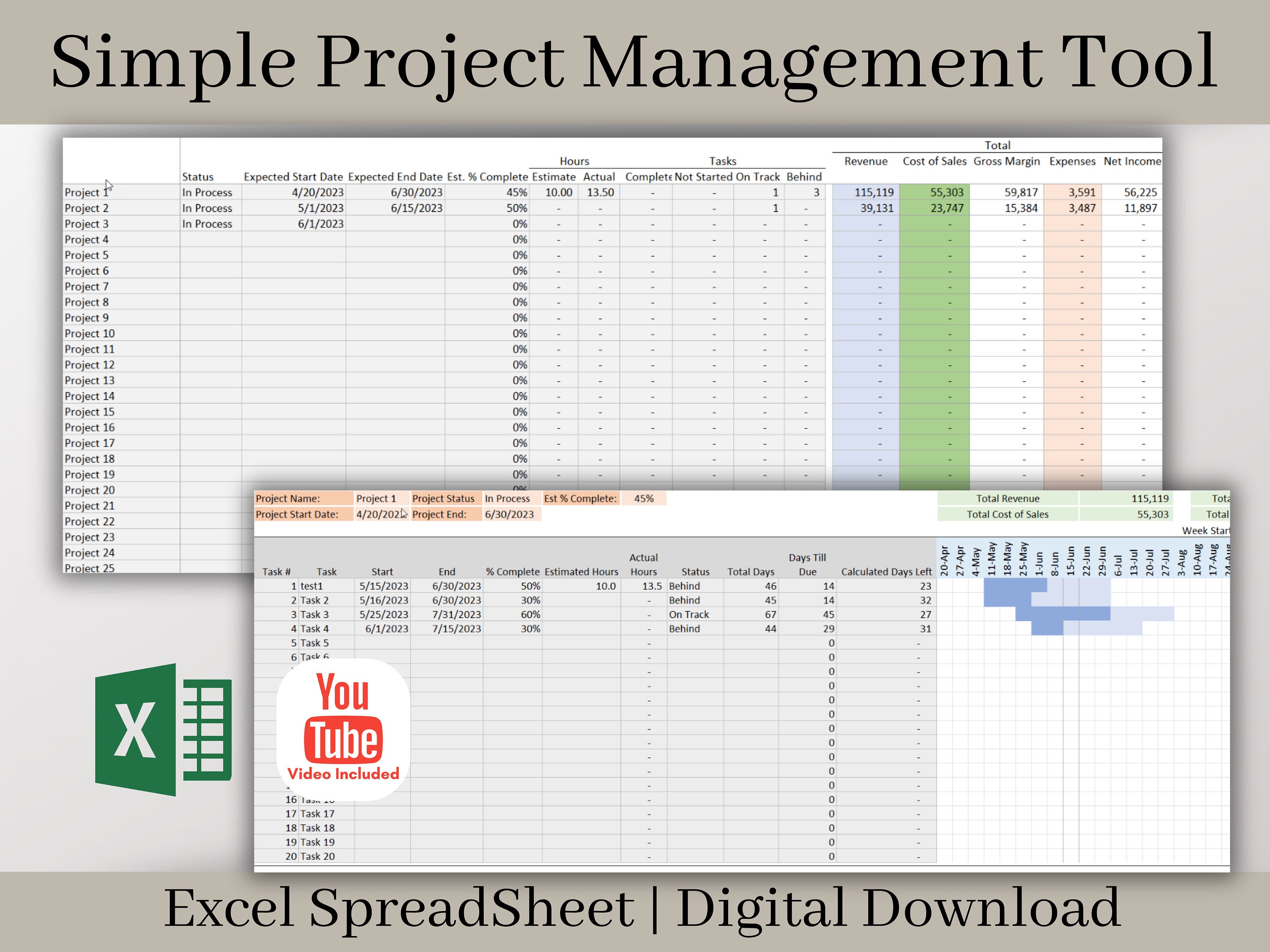 All-in-one Project Management Template: Expense Tracker, Gantt Chart ...