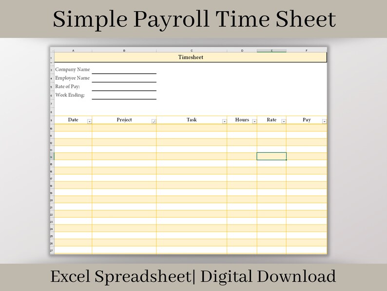 Simple Time Sheet, Easy to Use Employee Time Card Report, Excel ...