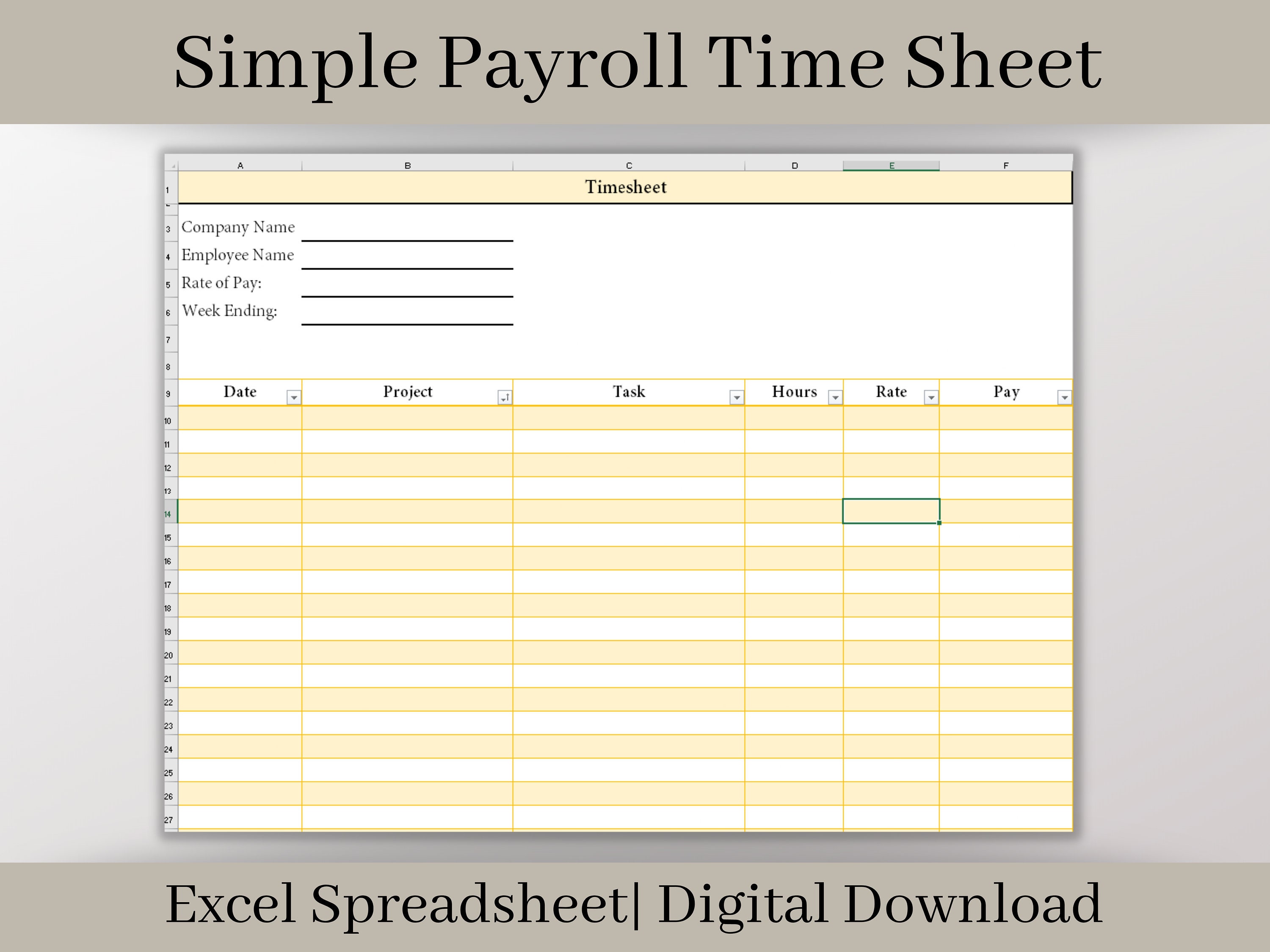 Simple Time Sheet, Easy to Use Employee Time Card Report, Excel ...