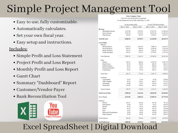 Project Profit And Loss Template Excel
