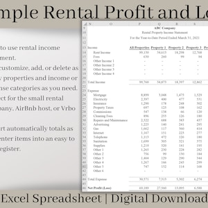 Rental Income Statement Spreadsheet Excel Landlord Template - Etsy