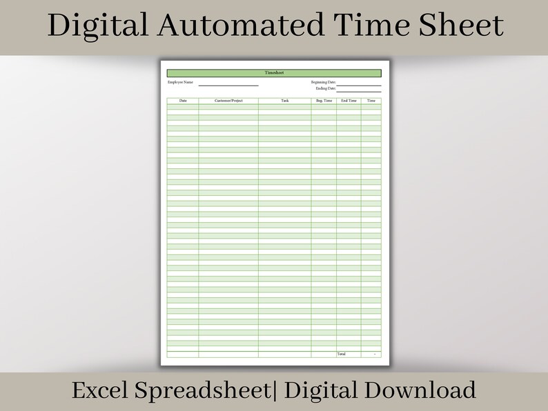 Employee Time Sheet Automated Excel File and PDF Printouts 5 Colors ...