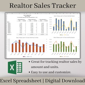 Realtor Sales Tracker Spreadsheet Excel Template. Track Your - Etsy