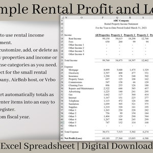 Rental Income Statement Spreadsheet Custom Fiscal Year Excel - Etsy