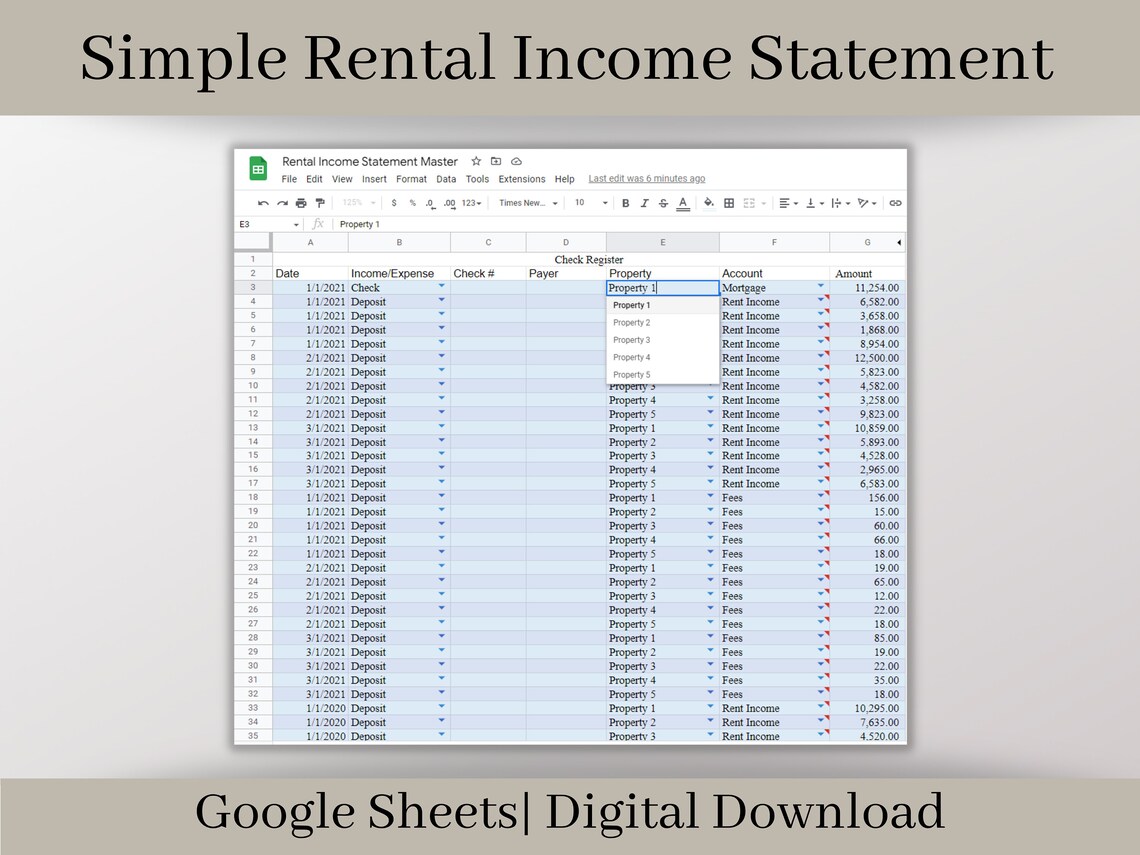 Rental Income Statement Spreadsheet: Landlord Profit & Loss (google ...