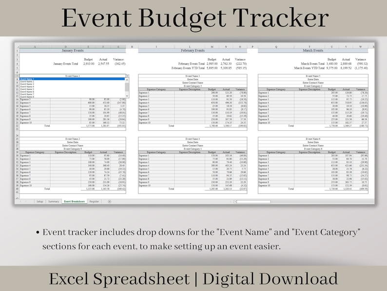 Event Budget Tracker: Excel Template for Event Planners - Etsy