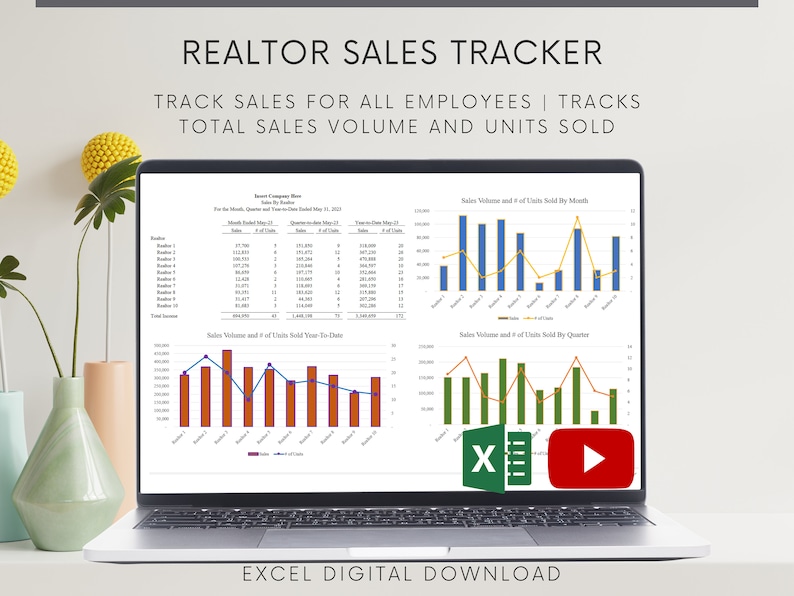 Realtor Sales Tracker Spreadsheet, Excel Template., Track Your Realtor ...