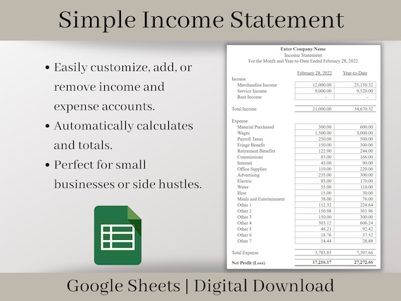 Simple Income Statement Example
