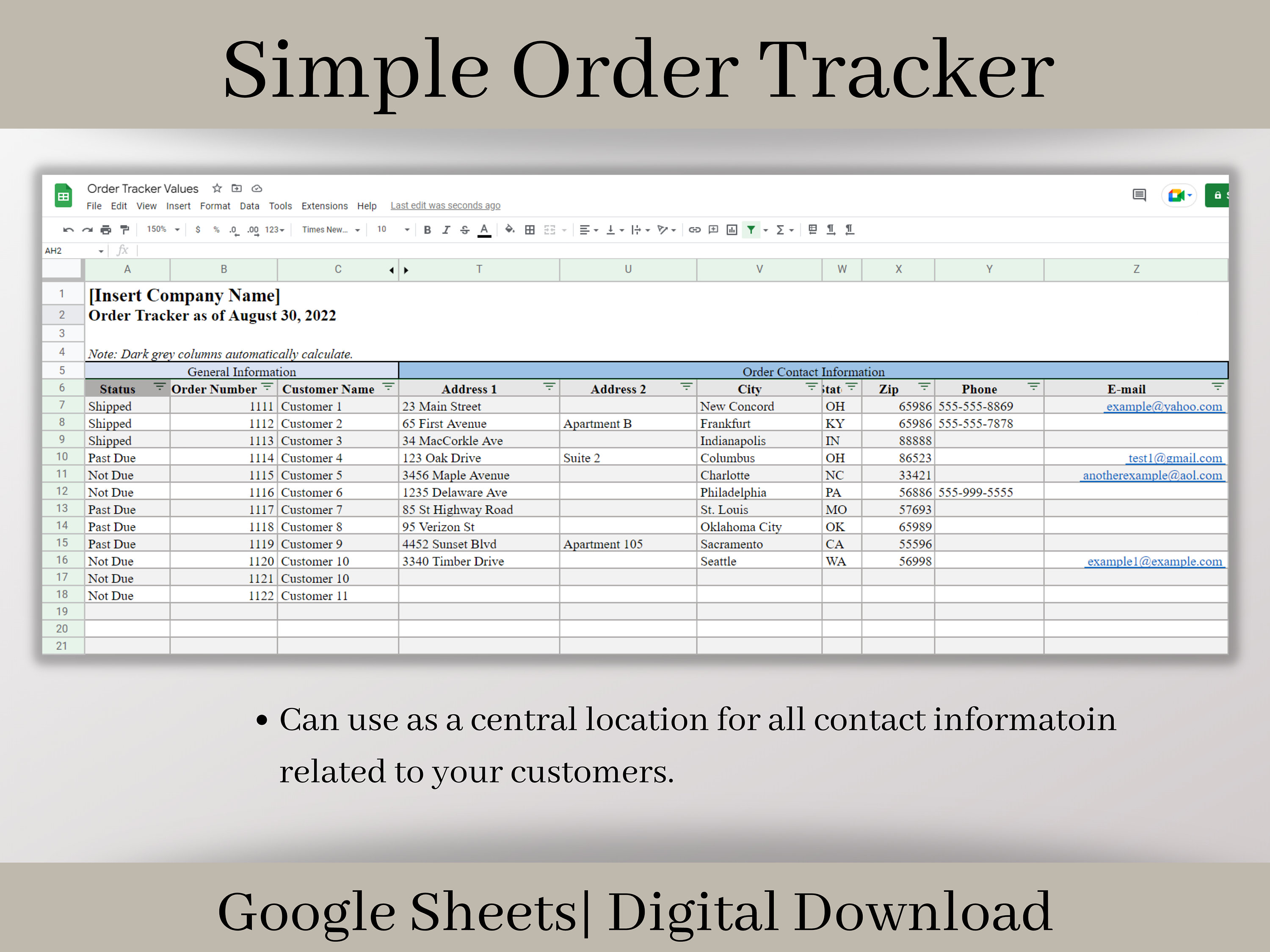Small Business Order Tracker Spreadsheet, Google Sheets Template Easily ...