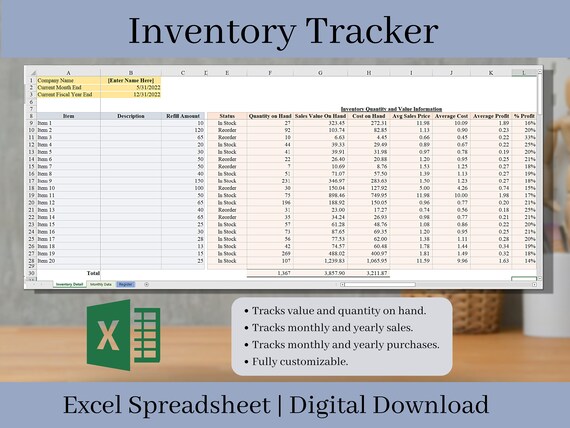 Inventory Tracker Inventory Management Spreadsheet Excel - Etsy