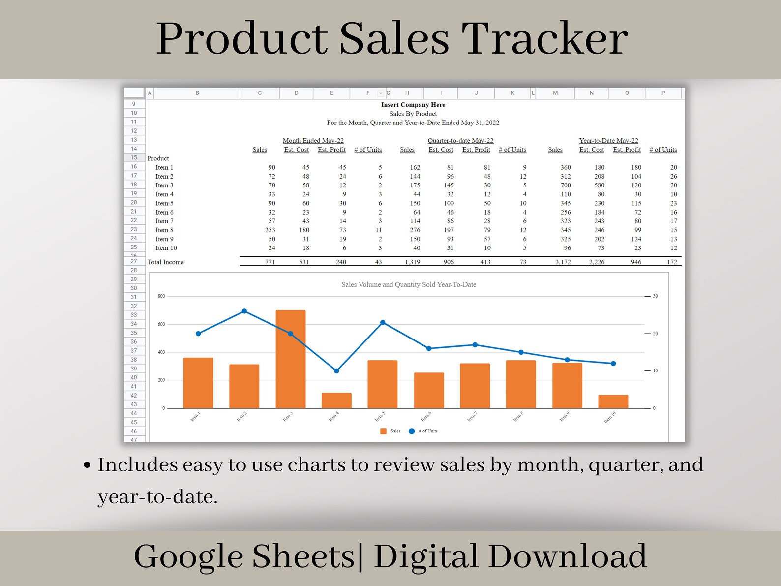 Product Sales Tracker Spreadsheet: Small Business Pricing Calculator ...