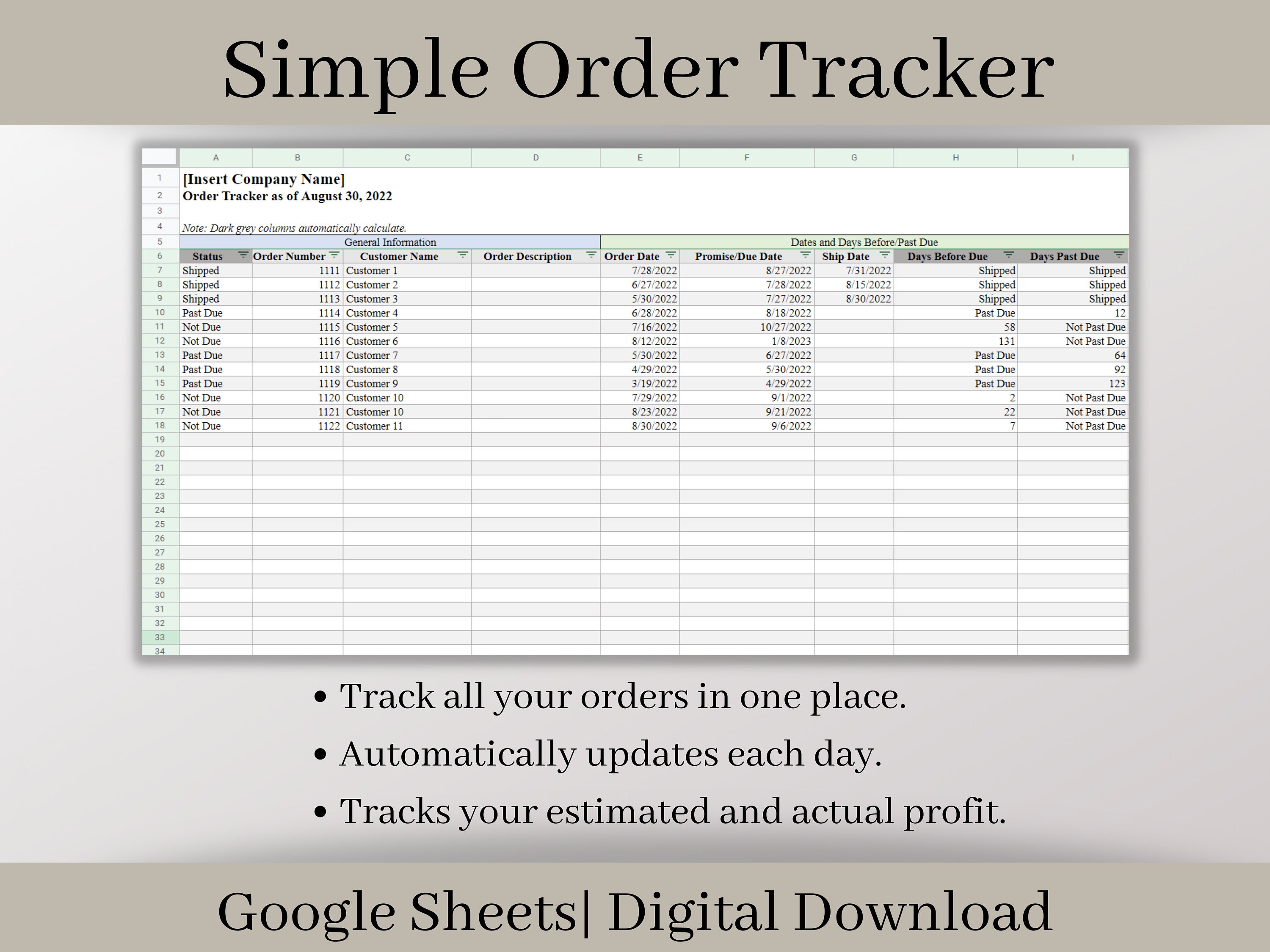 Small Business Order Tracker Spreadsheet Google Sheets - Etsy