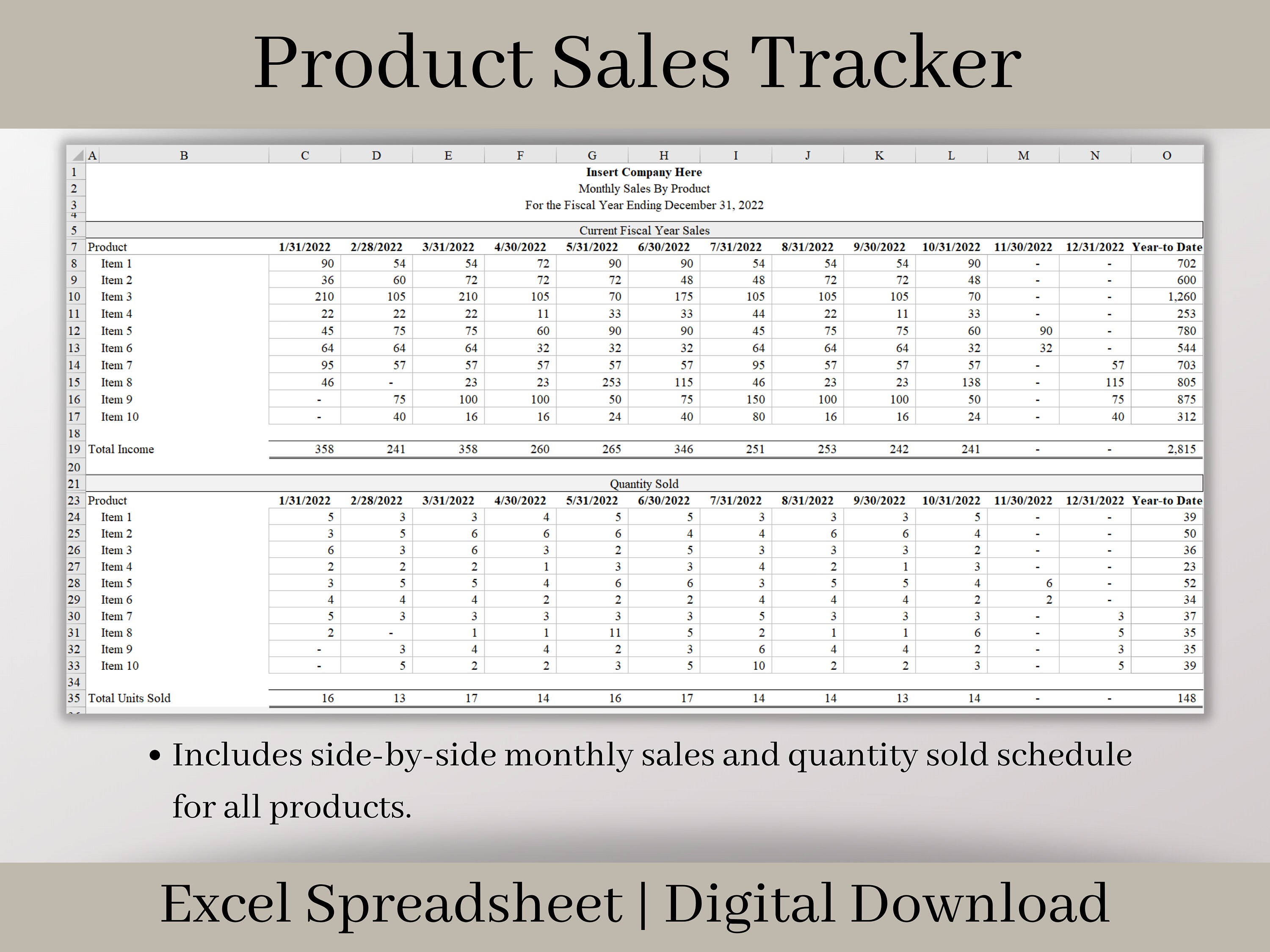 Product Sales Tracker Spreadsheet With Pricing Calculator, Excel ...