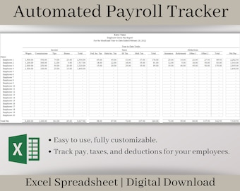 Excel Payroll Register Spreadsheet - Etsy