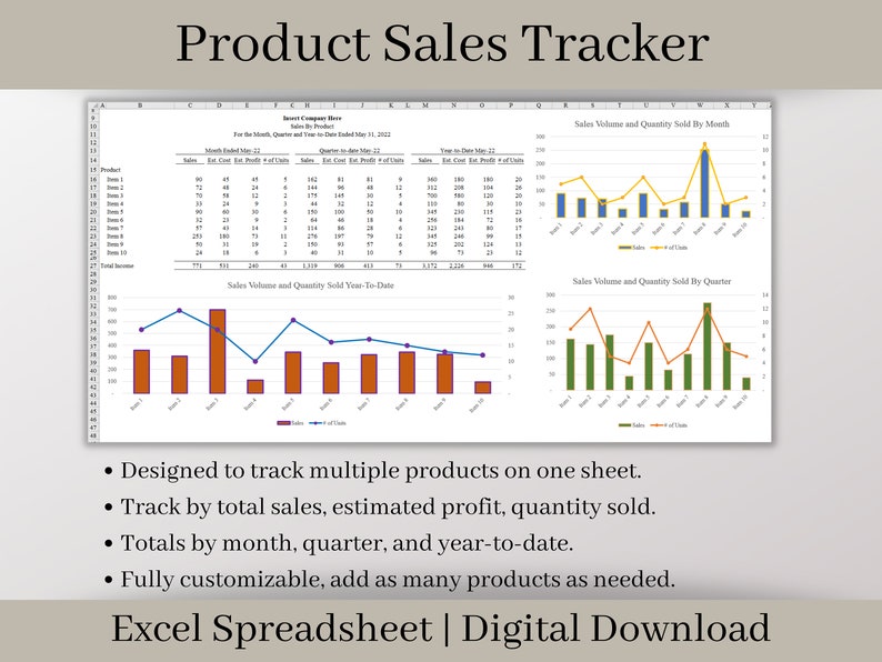 Product Sales Tracker Spreadsheet With Pricing Calculator, Excel ...