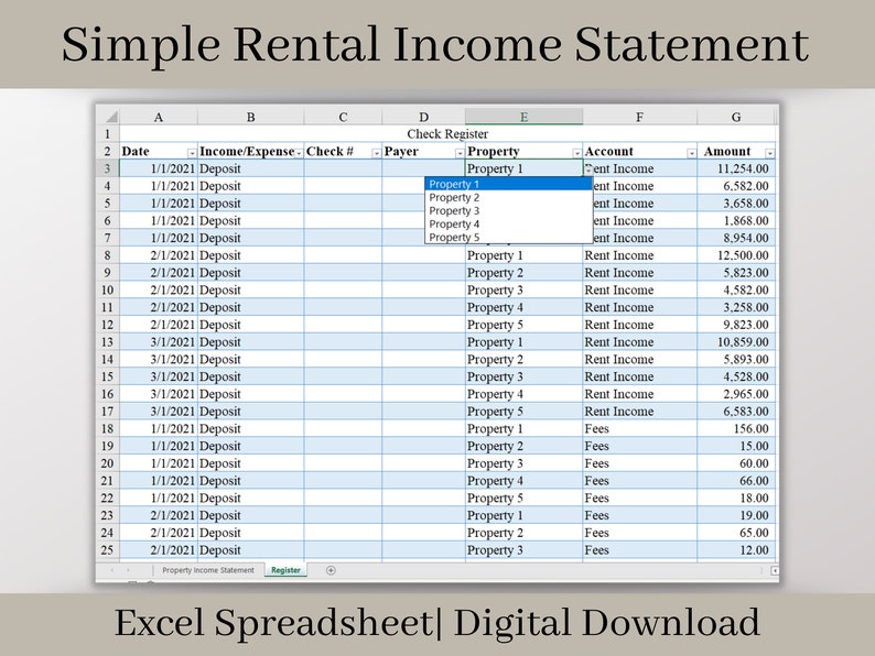 Rental Property Income Statement Excel Template: Landlord Profit & Loss ...