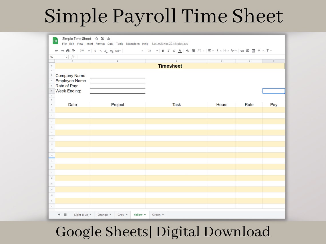 Payroll Time Sheet, Easy to Use Employee Time Card Report, Google ...