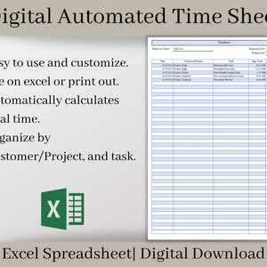 Employee Time Sheet Automated Excel File and PDF Printouts 5 Colors ...