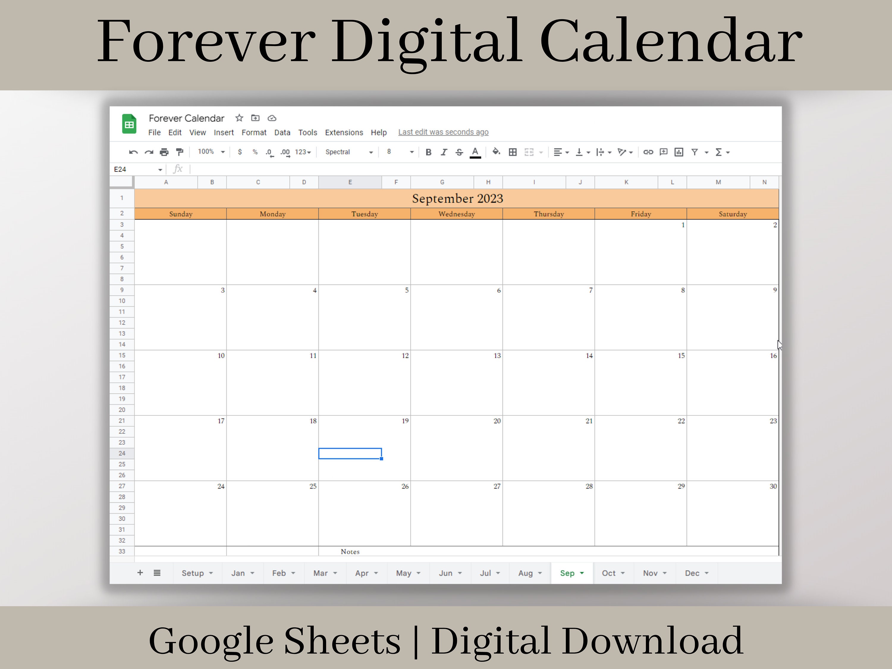 Forever Digital Calendar: Google Sheets Planner (digital Download) - Etsy