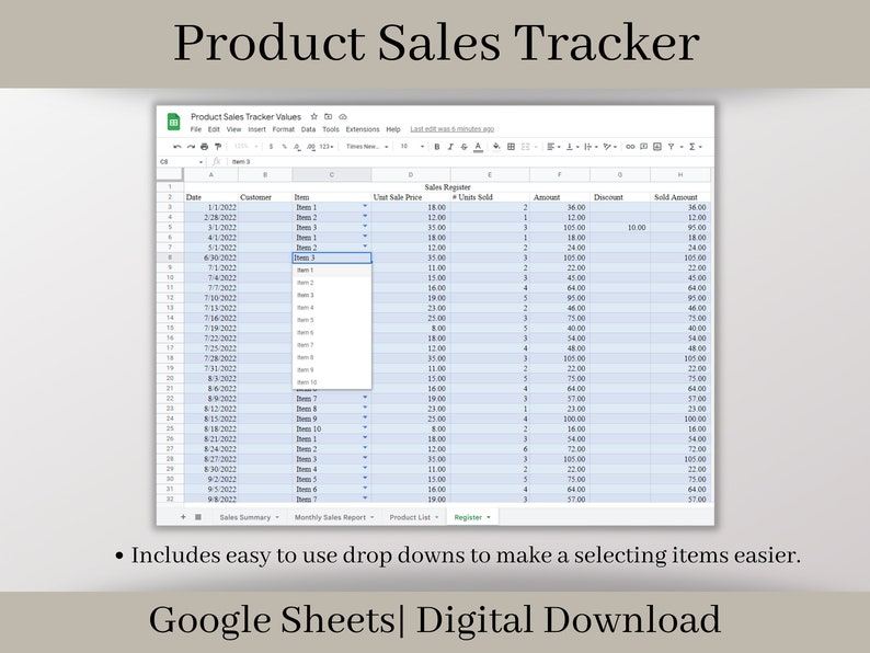 Product Sales Tracker Spreadsheet: Small Business Pricing Calculator ...