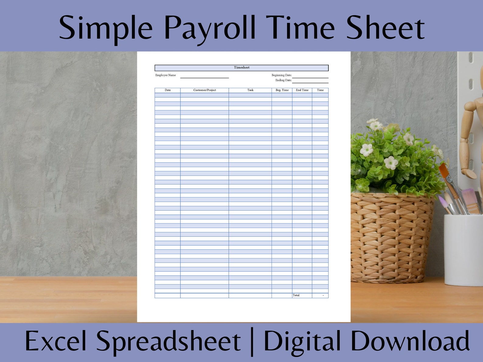 Employee Time Sheet Automated Excel File and PDF Printouts - Etsy