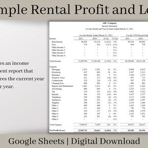 Rental Income Statement Spreadsheet and Bank Reconciliation Tool, Excel ...