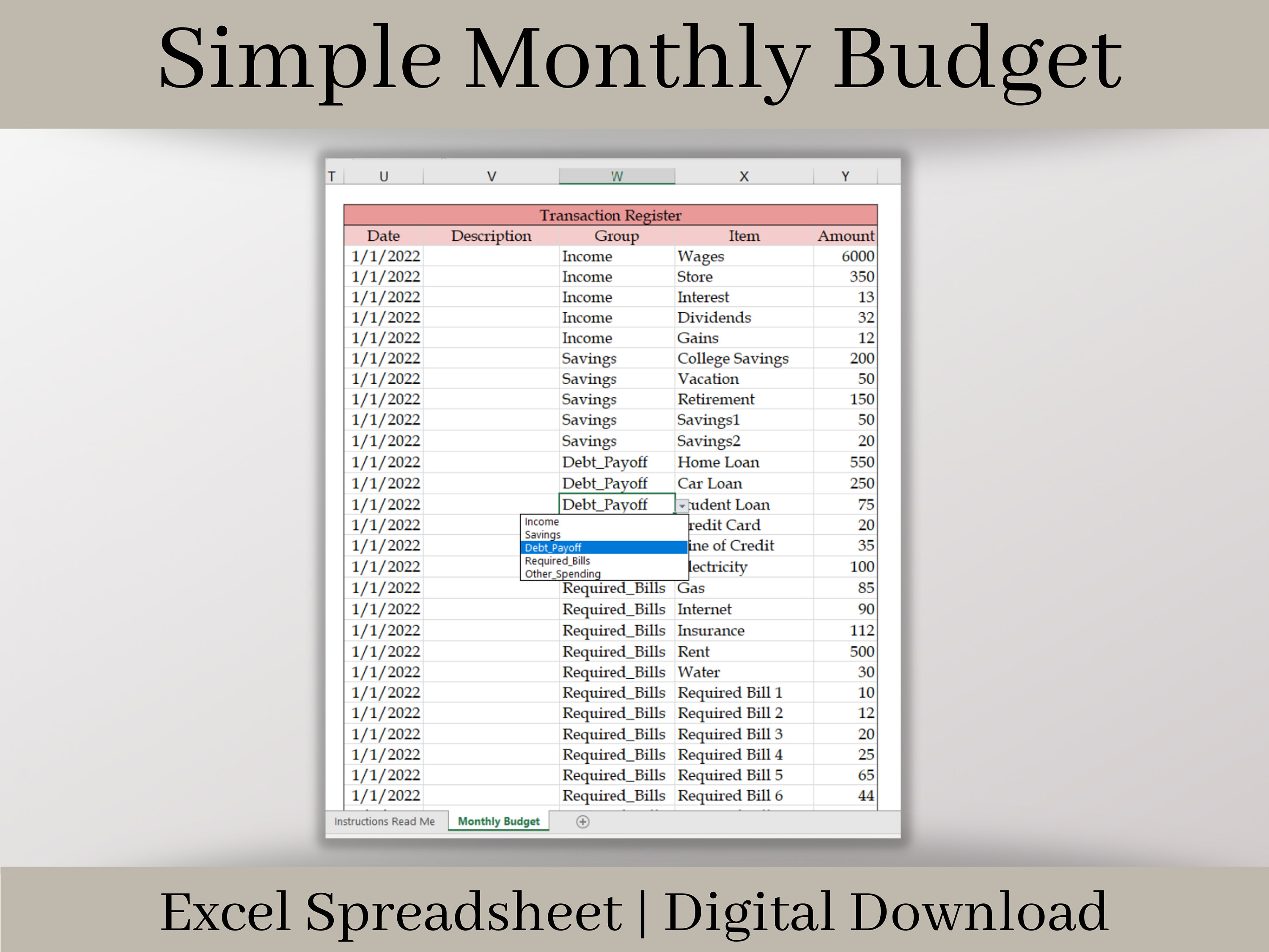 Monthly Budget Spreadsheet, Excel Automated Budget Planner Template ...