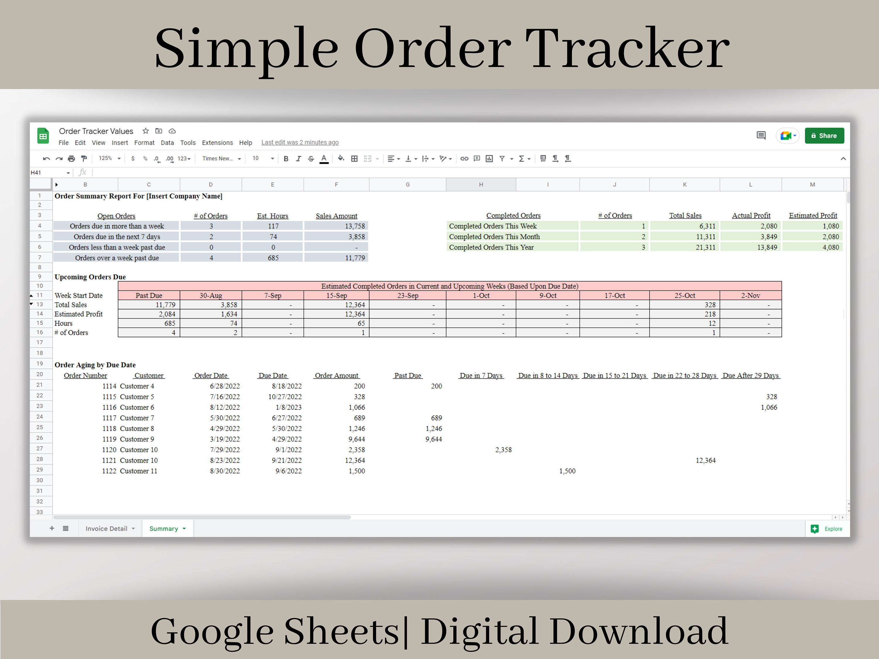 Small Business Order Tracker Spreadsheet Google Sheets - Etsy